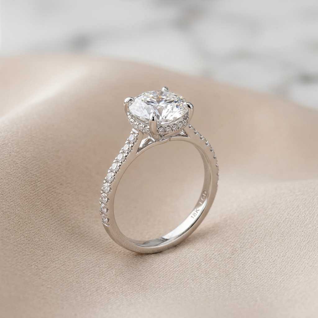 custom lab grown diamond hidden halo ring dropshipper — Alpha Jewelry ...